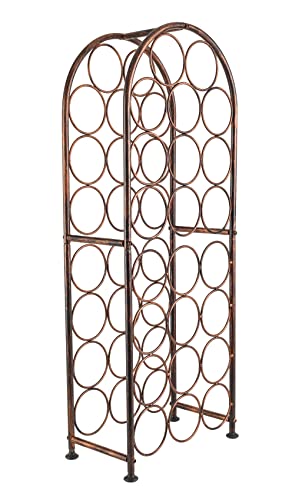 PAG 23 Bottles Arched Freestanding Floor Metal Wine Rack Wine Bottle Holders Stands, Antique Brown