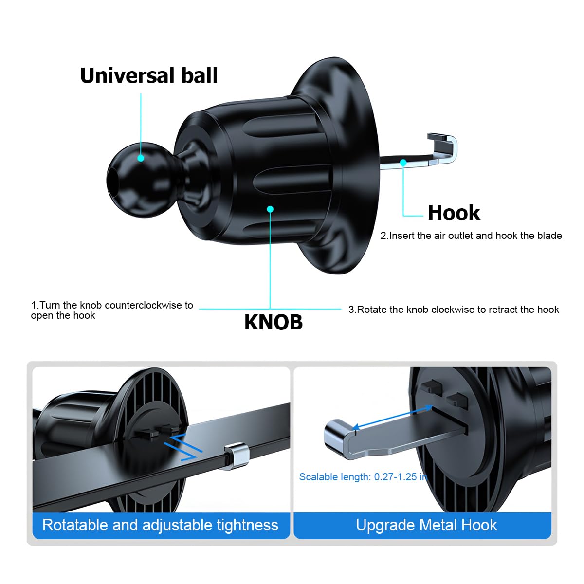 BESULEN Phone Mount for Car, Air Vent Cell Phone Holder Hands Free Cradle, Universal Stable Easy Clamp Phone Holder Mount, Compatible with iPhone 14 13 12 Pro Max and More Smartphones (Gray)