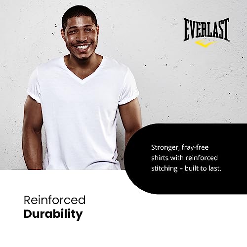Everlast 6-Pack Men's Essential V-Neck Undershirts β Breathable, Tagless, Cotton Mens T Shirt β T Shirts for Men Pack (M, White)