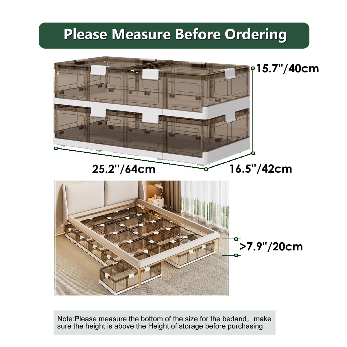 Under Bed Storage, 2 Packs Closet Organizer System, Underbed Storage with Wheels,7.9'' High Folding Blanket Storage, Laundry Room Organization, Closet Organizer with Lids,Stackable Clothing Storage