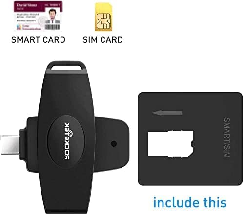 Type C CAC Reader, DOD Military USB C Common Access CAC Card Reader, USB Smartfold Type C Smart Card Reader SIM Card Reader Compatible with Windows, Mac OS (Mini Portable)