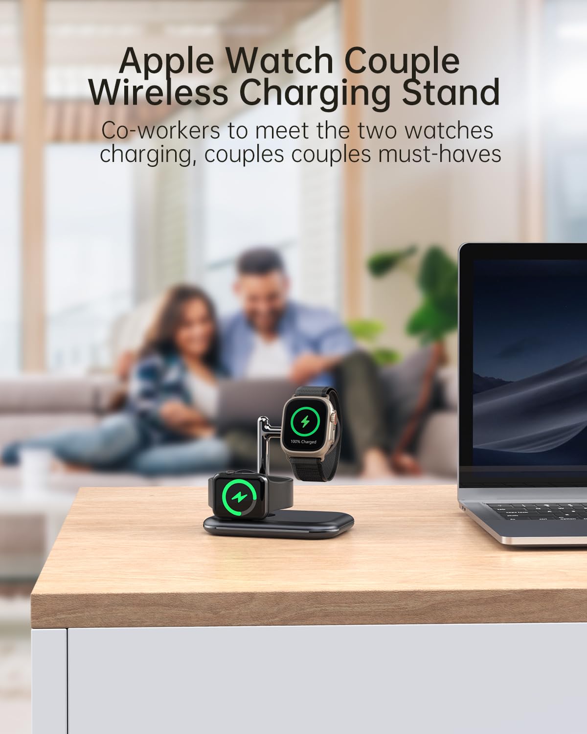 Charger Stand for Apple Watch, 2 in 1 Foldable Wireless Charging Station for Apple Watch Ultra/Ultra2/10/9/8/7/6/5/3/2/1/SE/SE2