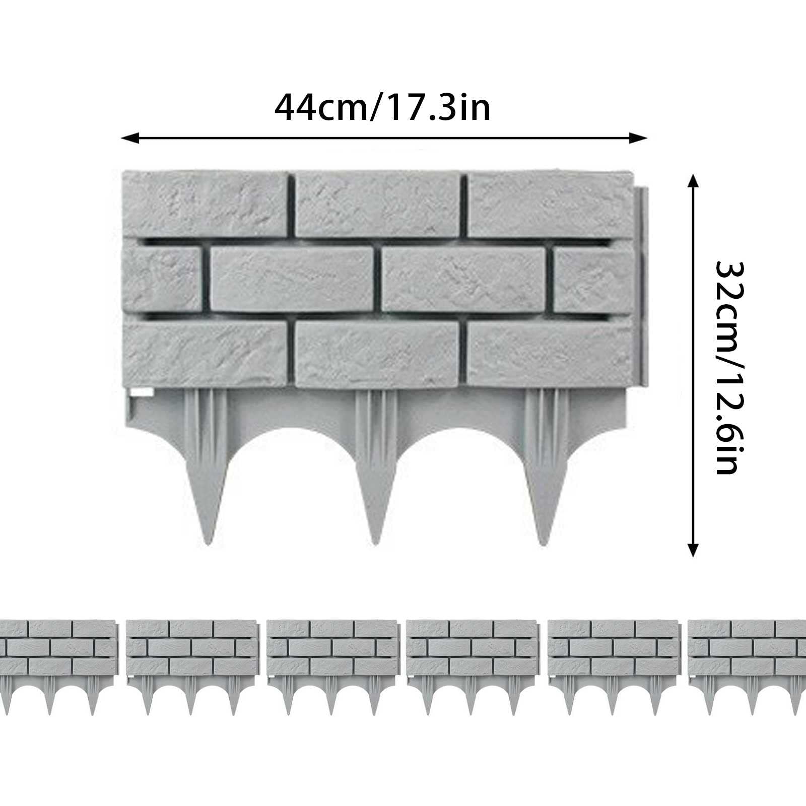SJUFNDS Garden Lawn Edge Fence Outdoor Brick Stone Look Borders No-dig Interlocking Landscape Edging Decorative Landscape Kits Plastic 5PCS (Grey-5pcs)