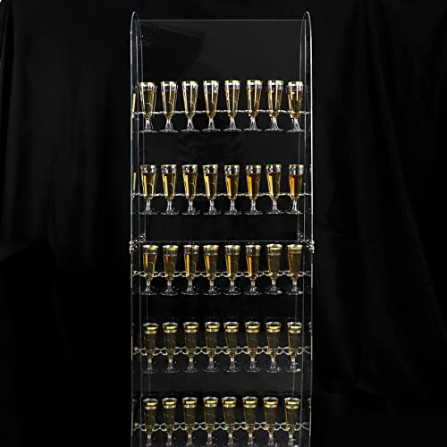 Efavormart 5ft Clear Acrylic 5-Tier Wine Glass Stemware Rack, Champagne Flute Holder Wall Stand