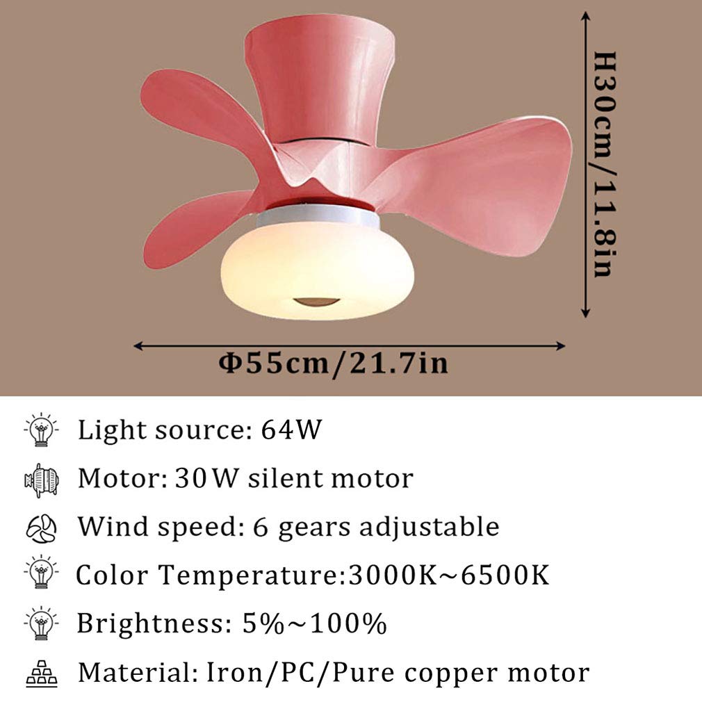 LAJUU Kids Bedroom Ceiling Fan with Light Reversible with Remote Control 6 Speeds Led Dimmable Fan Ceiling Light 64W with Timer Modern Quiet Ceiling Fan Light