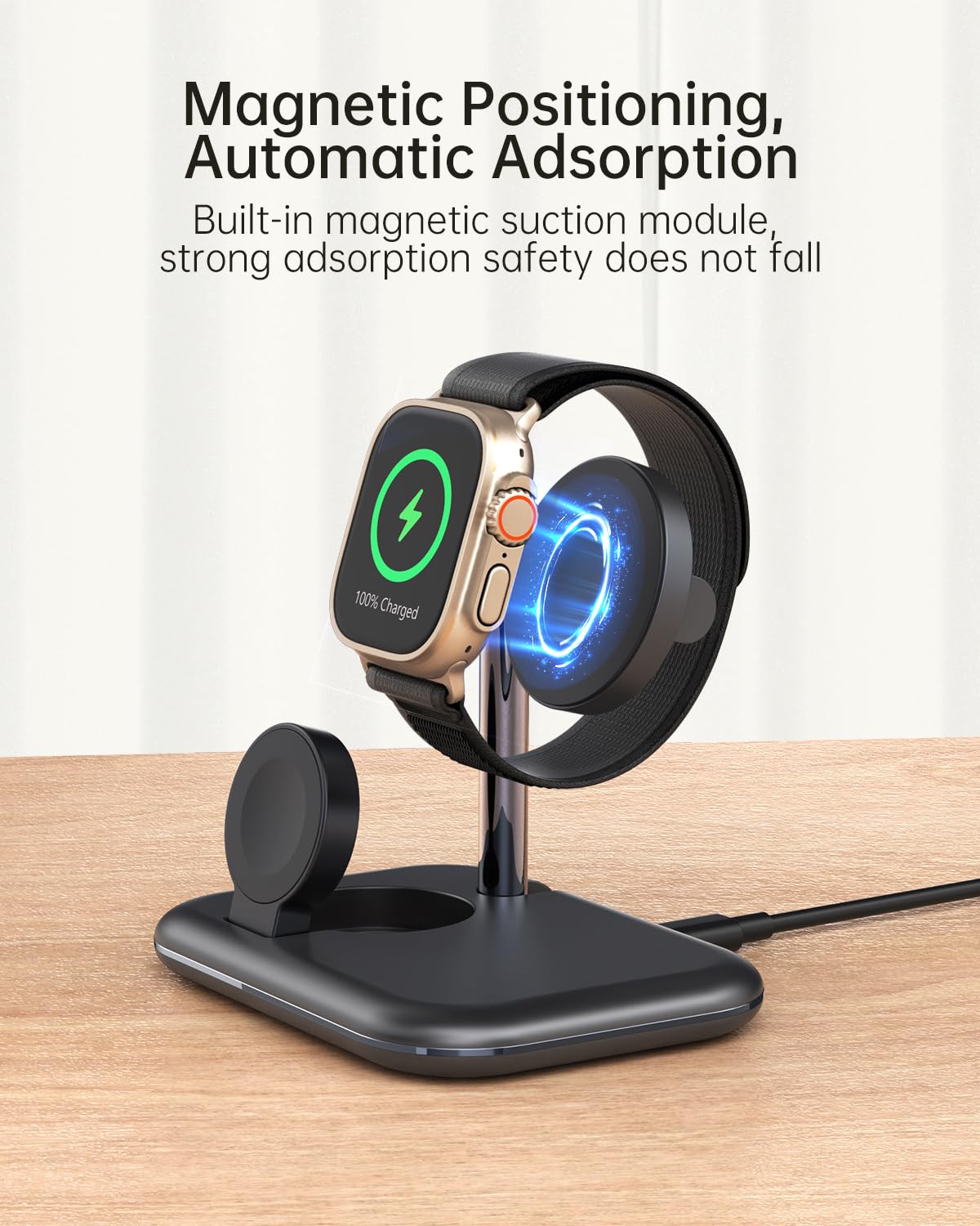 Charger Stand for Apple Watch, 2 in 1 Foldable Wireless Charging Station for Apple Watch Ultra/Ultra2/10/9/8/7/6/5/3/2/1/SE/SE2