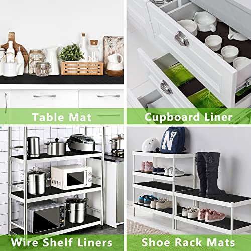 WochiTV Shelf Liner for Cabinets, Drawer 12 Inch x 4.9 Feet, Non Adhesive EVA Plastic Waterproof Protectors Mats for Kitchen, Pantry, Bathroom Closet, Cupboard, Black