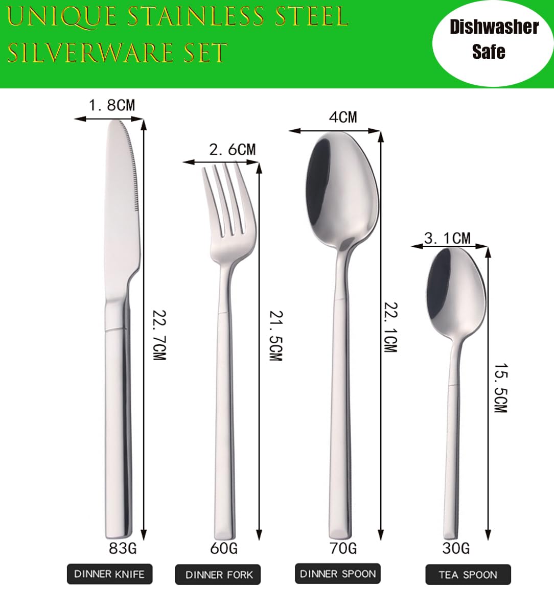 Thomaso 32-piece Unique Wave Flatware Set,1810 Stainless Steel Flatware Service for 8, Cutlery Set with Streamlined Handle Mirror Finished,Silver Spoons and Forks Set, Dishwasher Safe