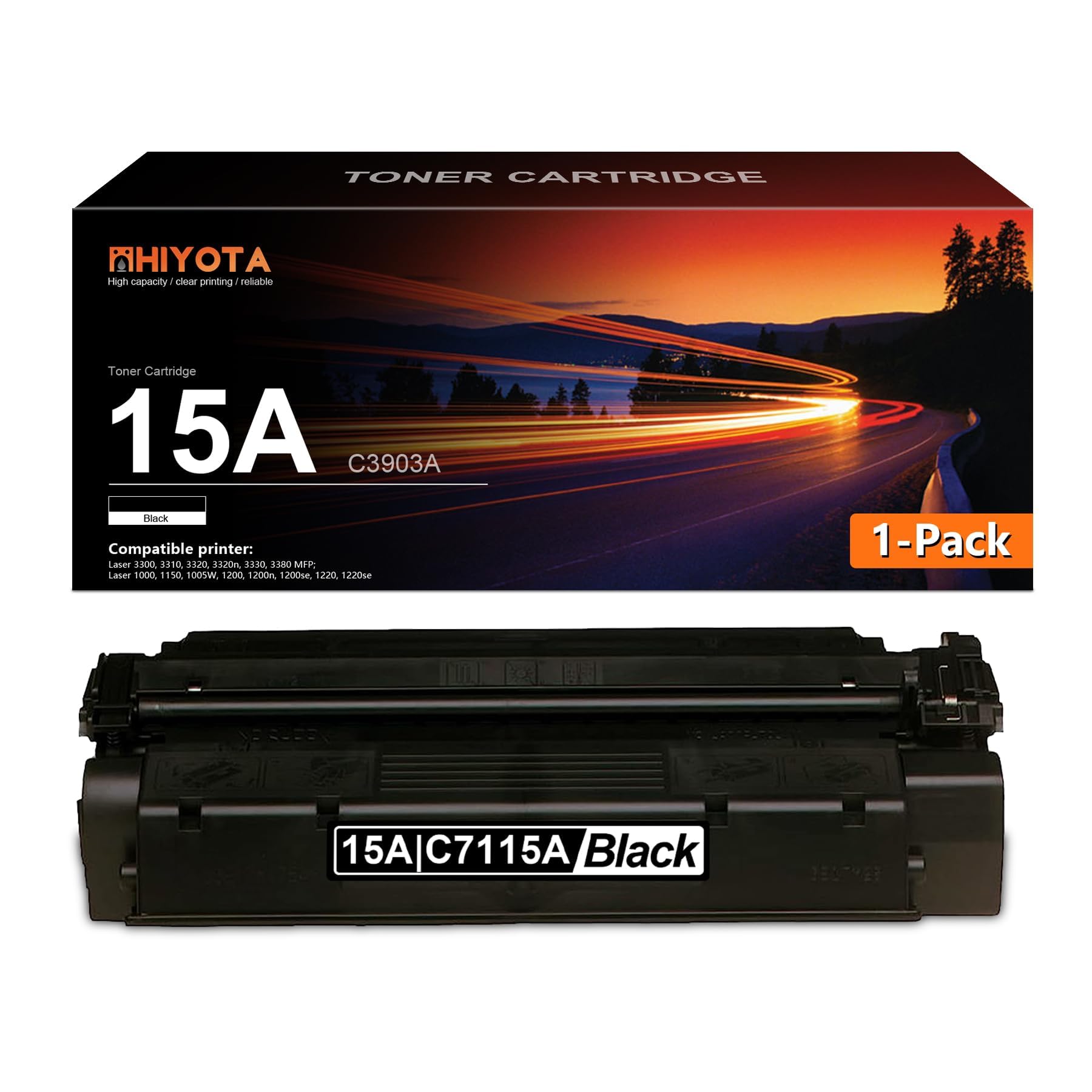 15A Black Toner Cartridge 1-Pack: Compatible Replacement for HP 15A Works with Laser 1000 1150 1005W 1200n 1200se 1220 1220se; Laser 3300 3320 3320n 3380 MFP | C7115A