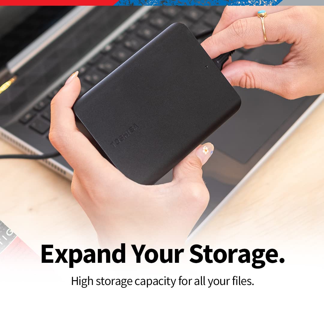 Toshiba Canvio Flex 1TB Portable External Hard Drive USB-C USB 3.0, Silver for PC, Mac, & Tablet - HDTX110XSCAA & Canvio Basics 1TB Portable External Hard Drive USB 3.0, Black - HDTB510XK3AA