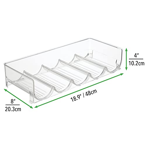 mDesign Plastic Free-Standing Water Bottle and Wine Rack Storage Organizer for Kitchen Countertops, Table Top, Pantry, Fridge - Stackable - Holds 5 Bottles Each, 2 Pack - Clear