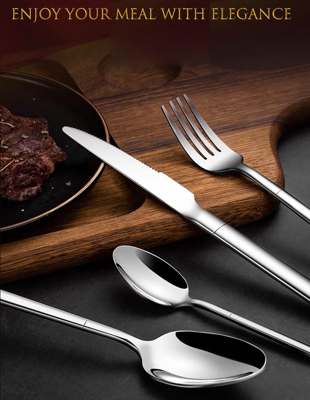 Thomaso 32-piece Unique Wave Flatware Set,1810 Stainless Steel Flatware Service for 8, Cutlery Set with Streamlined Handle Mirror Finished,Silver Spoons and Forks Set, Dishwasher Safe