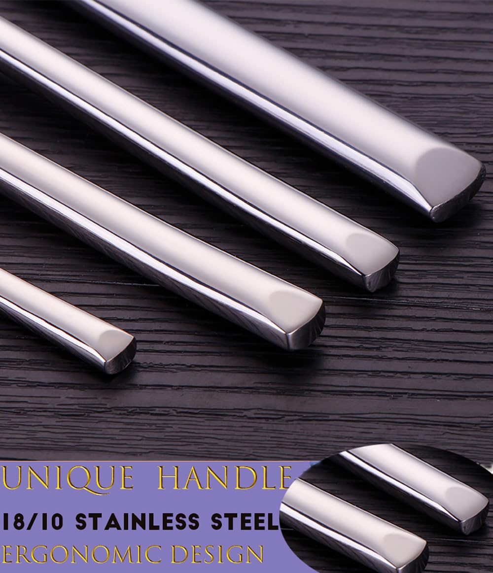 Thomaso 32-piece Unique Wave Flatware Set,1810 Stainless Steel Flatware Service for 8, Cutlery Set with Streamlined Handle Mirror Finished,Silver Spoons and Forks Set, Dishwasher Safe