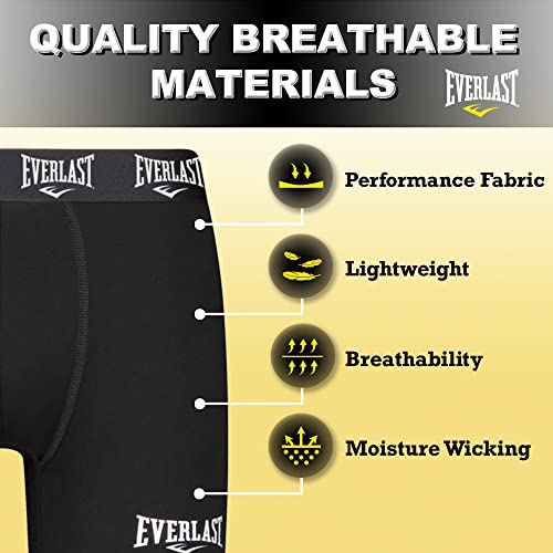 Everlast Performance Boxer Briefs for Men Pack of 6 - Breathable Tagless Mens Boxer Briefs, Moisture Wicking Mens Underwear (Small, Black)