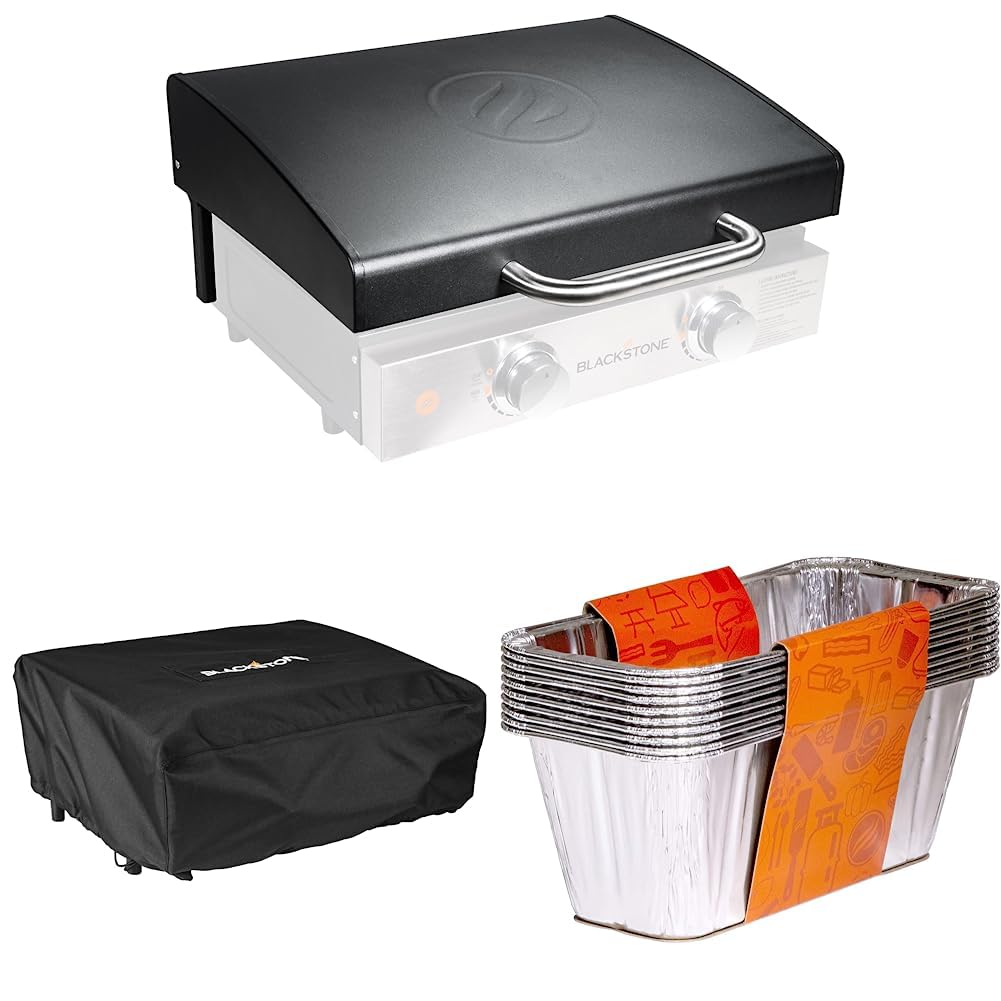 Blackstone Table Top Griddle Hood,22''Hard Cover Hood & 22 inch Griddle Cover Water Resistant 600D Polyester & 5017 Grease Cup Liners for Rear Grease Griddles