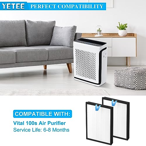 2 Pack Vital 100S Filter Rplacement Compatible with LEVOIT Vital 100S Air Puri-fier, 3-in-1 H13 Grade Smart True HEPA Rplacement Filter, Vital 100S-RF