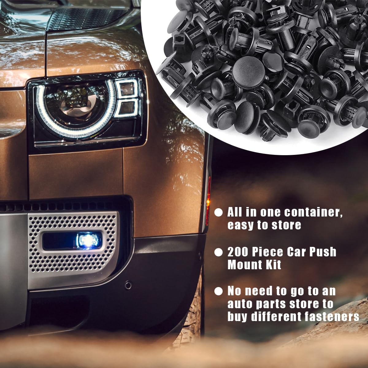 Kewucn 200 Pcs Car Retainer Clips, Plastic Push Bumper Fastener Rivet Clips, Popular Sizes Door Trim Panel Fender Clips, Body Rivets Replacement for Most Cars