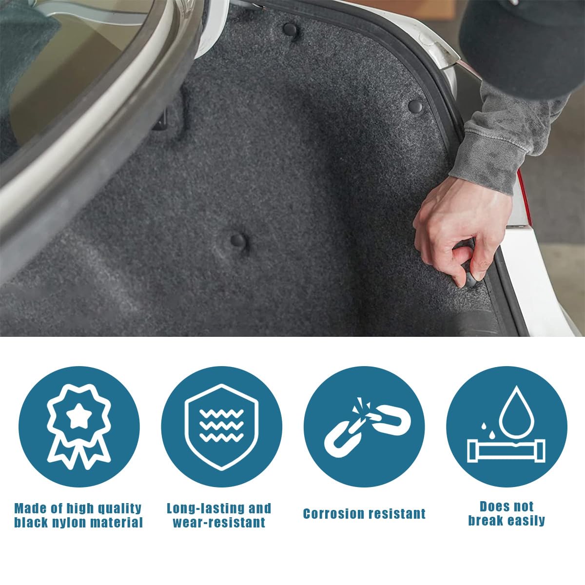 Kewucn 200 Pcs Car Retainer Clips, Plastic Push Bumper Fastener Rivet Clips, Popular Sizes Door Trim Panel Fender Clips, Body Rivets Replacement for Most Cars
