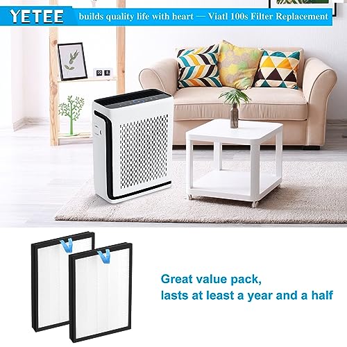 2 Pack Vital 100S Filter Rplacement Compatible with LEVOIT Vital 100S Air Puri-fier, 3-in-1 H13 Grade Smart True HEPA Rplacement Filter, Vital 100S-RF