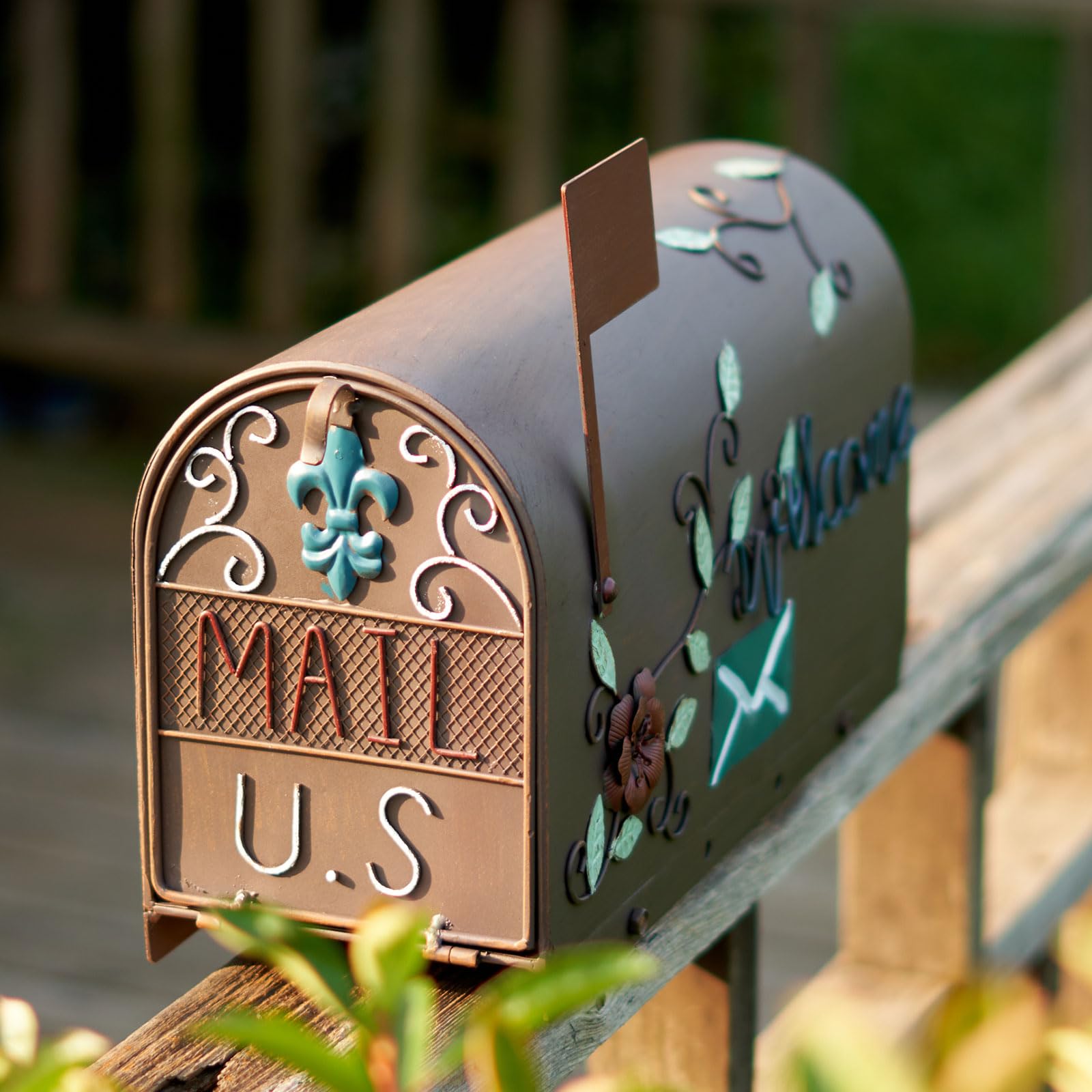 MEIYIHUI Heavy Duty Galvanized Steel Mailbox Post, Mailboxes for Outside,Curbside Mailbox,Rural Mail Box Postal Storage Box Outdoor Decor (Brown)