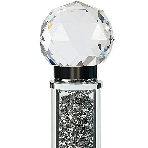Handmade Silver Paper Towel Roll Holder, Filled with Sparkly Crystal Crushed Diamonds for Kitchen / Bathroom Towel Tissue Roll Countertop, 13inch Height 6.3inch Square Base Freestanding Holder