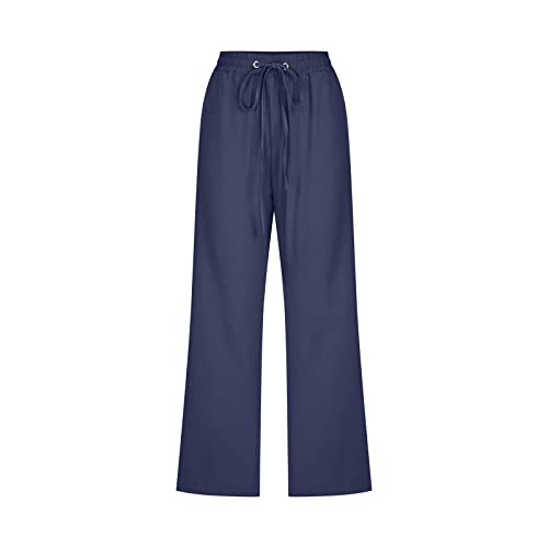 symoid Amazon Returned Pallets Sale Capris for Women Drawstring Elastic Waisted Casual Comfy Trousers Wide Leg Loose Summer Capri Pants with Pockets 2023 My Orders with Amazon Navy XXL