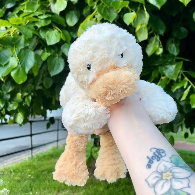 EASELR WeightedPlush Cute Duck Stuffed Animals, Soft White Duck Plush Pillows Kawaii Hugging Squishy Duck Plushie Toys Gifts for Kids