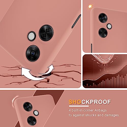 YENAPOON for OnePlus Nord N30 5G Case and 1 Pack Tempered Glass Screen Protector, Slim Liquid Silicone Shockproof Protective Case - Rose Pink