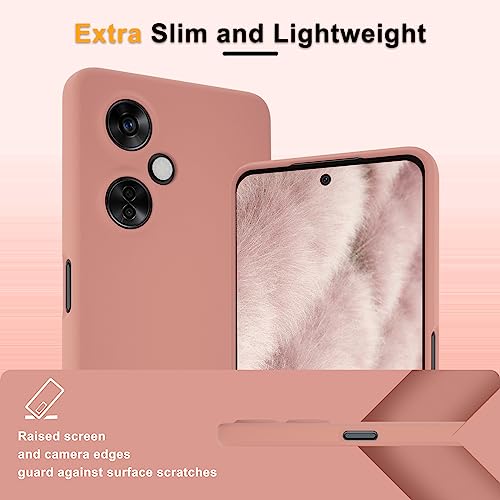 YENAPOON for OnePlus Nord N30 5G Case and 1 Pack Tempered Glass Screen Protector, Slim Liquid Silicone Shockproof Protective Case - Rose Pink