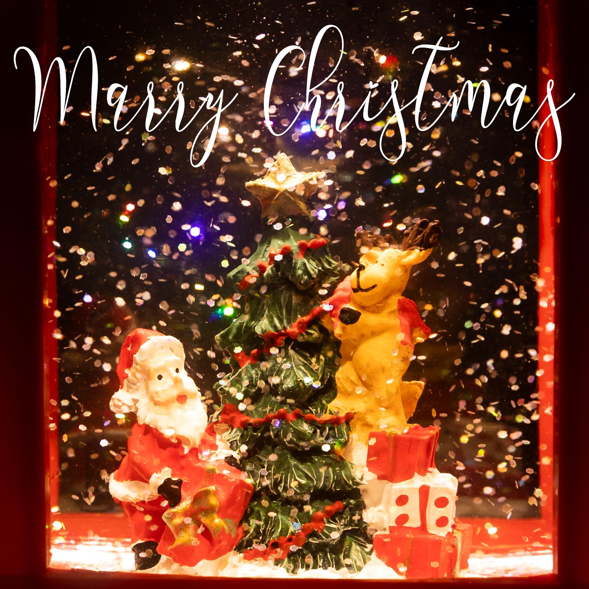 LUSHABOR Christmas Snow Globe Lantern, Lighted Train LED Water Glitter Battery Operated Santa Claus Water Lantern Snow Globe, Christmas Home Decoration Gift