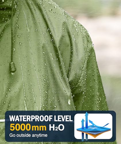 SWISSWELL Rain Jacket Men Waterproof Windbreaker, Lightweight Hooded Raincoat for Daily Casual