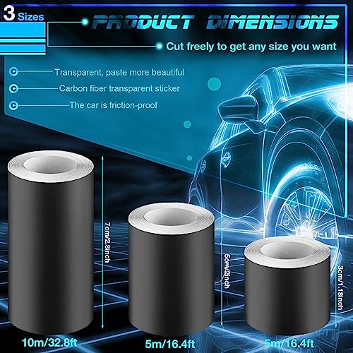 Marsui 3 Rolls 67 ft Matte Black Vinyl Wrap for Car, Includes Matte Adhesive Vinyl Tape for Chrome Delete, Window & Door Protection(2.8" x 32.8Ft, 2" x 16.4Ft, 2" x 16.4Ft)