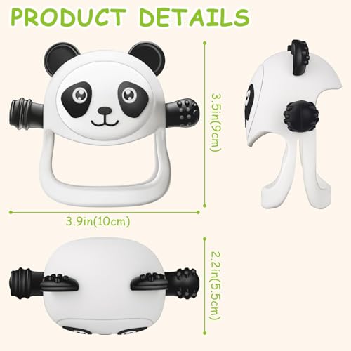 COZYPANDA Teething Toys for Babies 0-6-12 Months, Never Drop Baby Teether for Teething Relief, Silicone Panda Baby Hand Mittens with Sucking Need Pacifier, Baby Chew Toys for Breast Feeding (White)