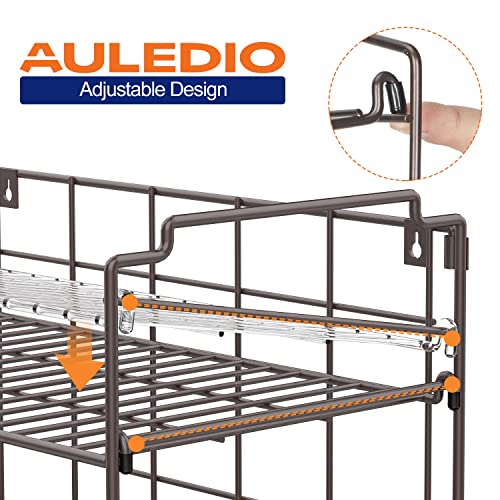 AULEDIO Water Bottle Organizer, 2-Pack 2 Tier Stackable Watre Bottle Holder, Adjustable Bottle Organizer, Brone