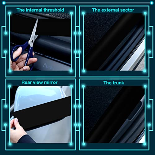 Marsui 3 Rolls 67 ft Matte Black Vinyl Wrap for Car, Includes Matte Adhesive Vinyl Tape for Chrome Delete, Window & Door Protection(2.8" x 32.8Ft, 2" x 16.4Ft, 2" x 16.4Ft)