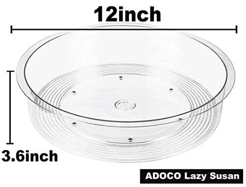 Adoco Lazy Susan Organizer, 12 inch Clear Lazy Susan Turntable Organizer for Cabinet - Kitchen Cabinet Organizer Pantry Organization and Storage