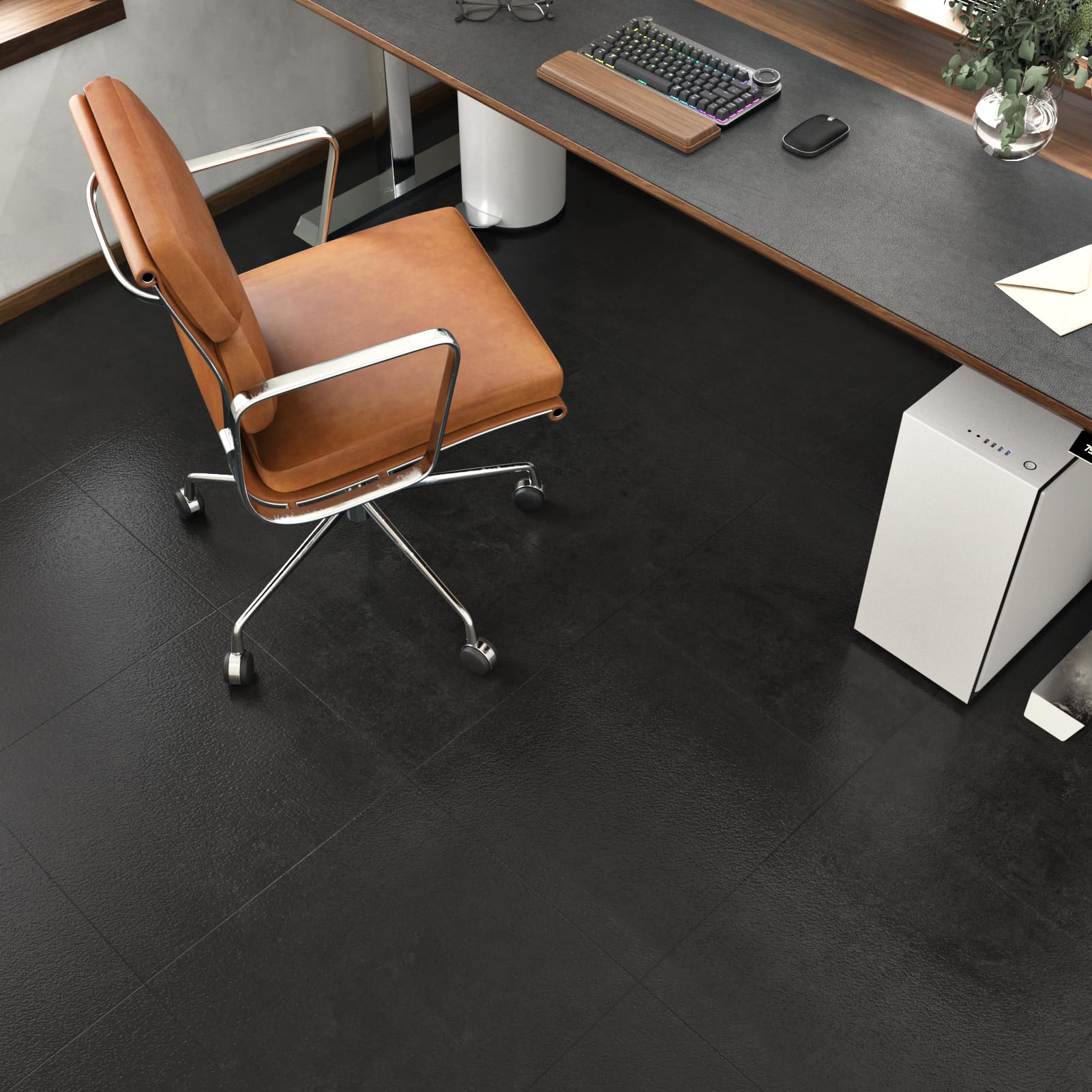 WESTICK Black Peel and Stick Floor Tile Stickers 20 Pack Peel and Stick Bathroom Floor Tiles Waterproof Marble Stick on Tile Floor Kitchen Vinyl Flooring for Bedroom RV Camper Living Room 12" x 12"