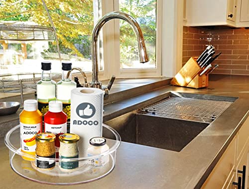 Adoco Lazy Susan Organizer, 12 inch Clear Lazy Susan Turntable Organizer for Cabinet - Kitchen Cabinet Organizer Pantry Organization and Storage