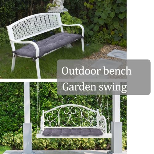 Big Hippo Indoor Bench Cushion 51 x 19 x 2 Inches - Soft Bench Pad Patio Bench Seat Cushion with Ties - Grey