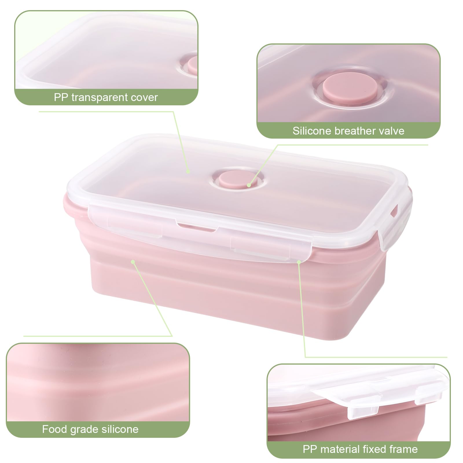 Soaoo Set of 8 Collapsible Silicone Food Storage Containers 12 oz 17 oz 27 oz 41 oz Stackable Collapsible Bowls with Airtight Lid Silicone Lunch Box Set, Oven Microwave Freezer Dishwasher Safe