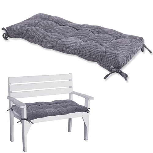 Big Hippo Indoor Bench Cushion 51 x 19 x 2 Inches - Soft Bench Pad Patio Bench Seat Cushion with Ties - Grey