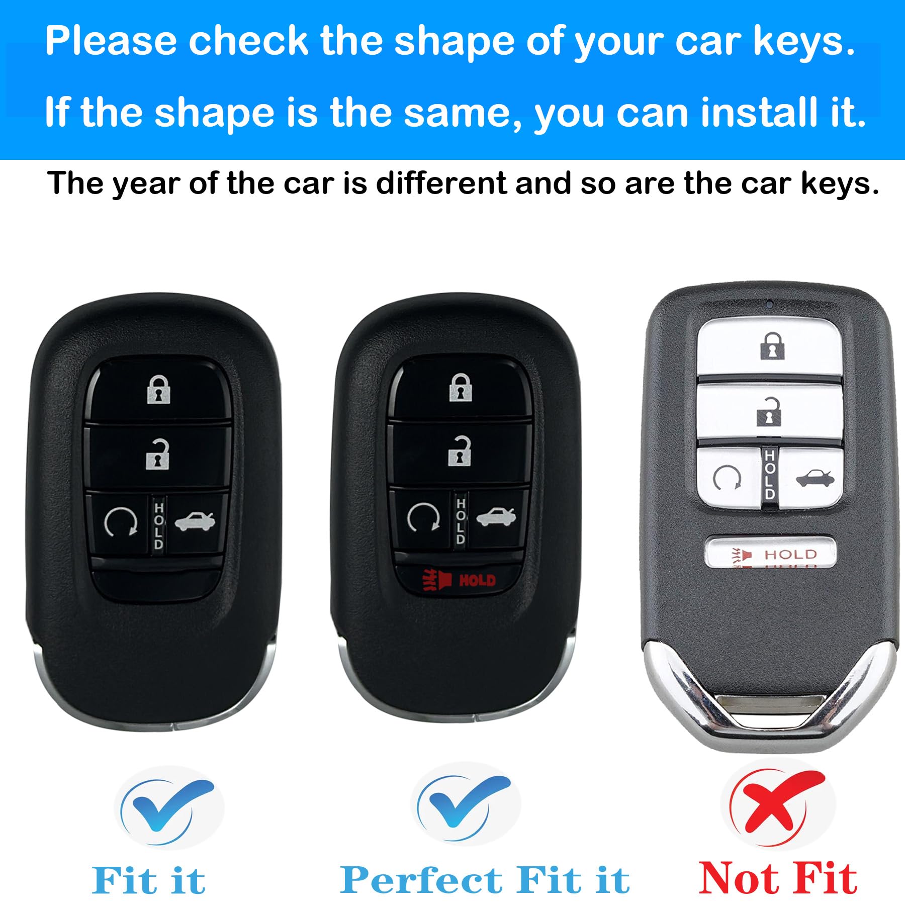 Kirsnda for Honda key fob cover,case with keychain,Soft TPU Protection key Shell/skin,5 Buttons fit 2022 2023 Accord Civic HR-V CR-V Pilot Remote Key(black)
