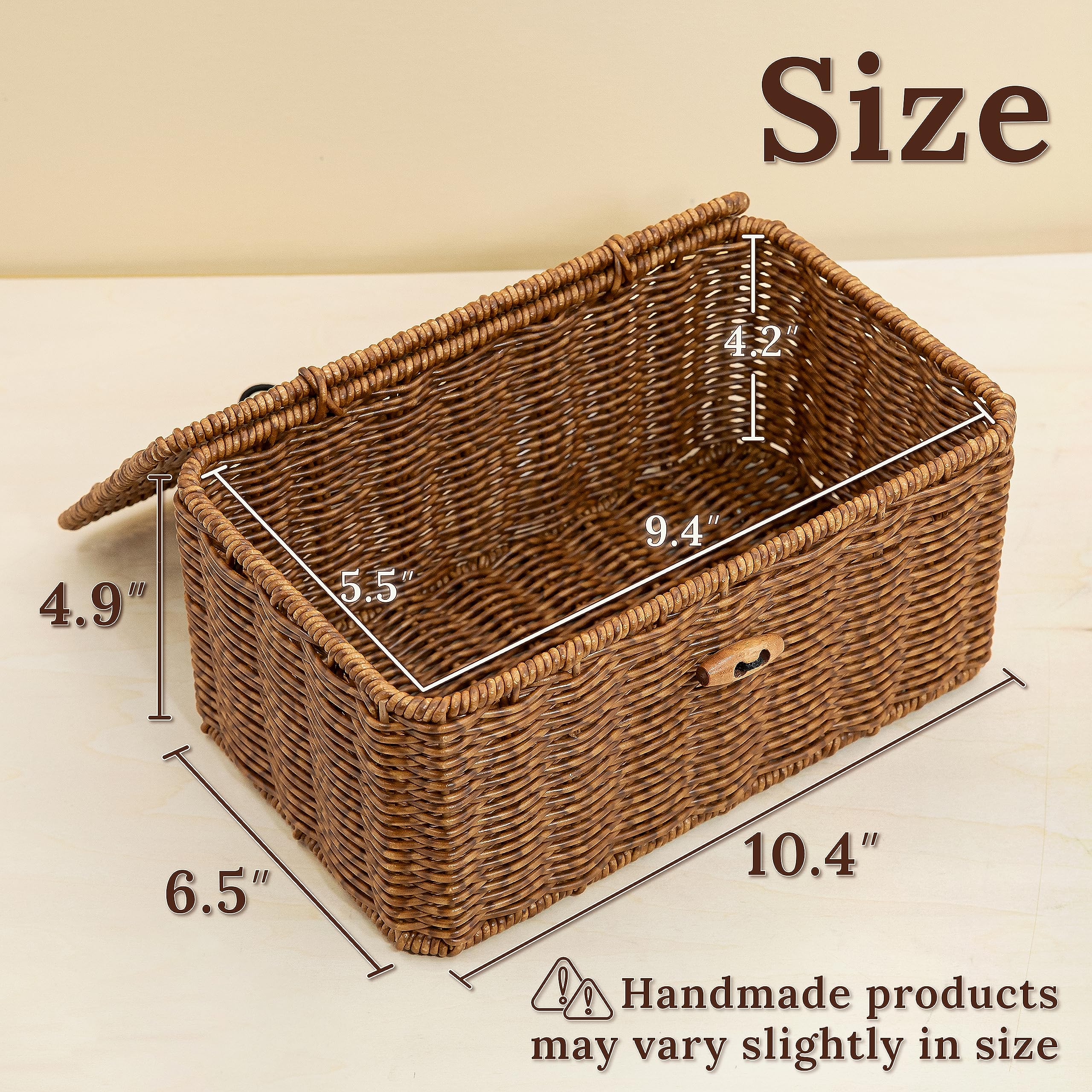 WeeNest Rectangular Wicker Tissue Box Cover - Facial Tissues Box Holder, Resin Wicker, Toffee