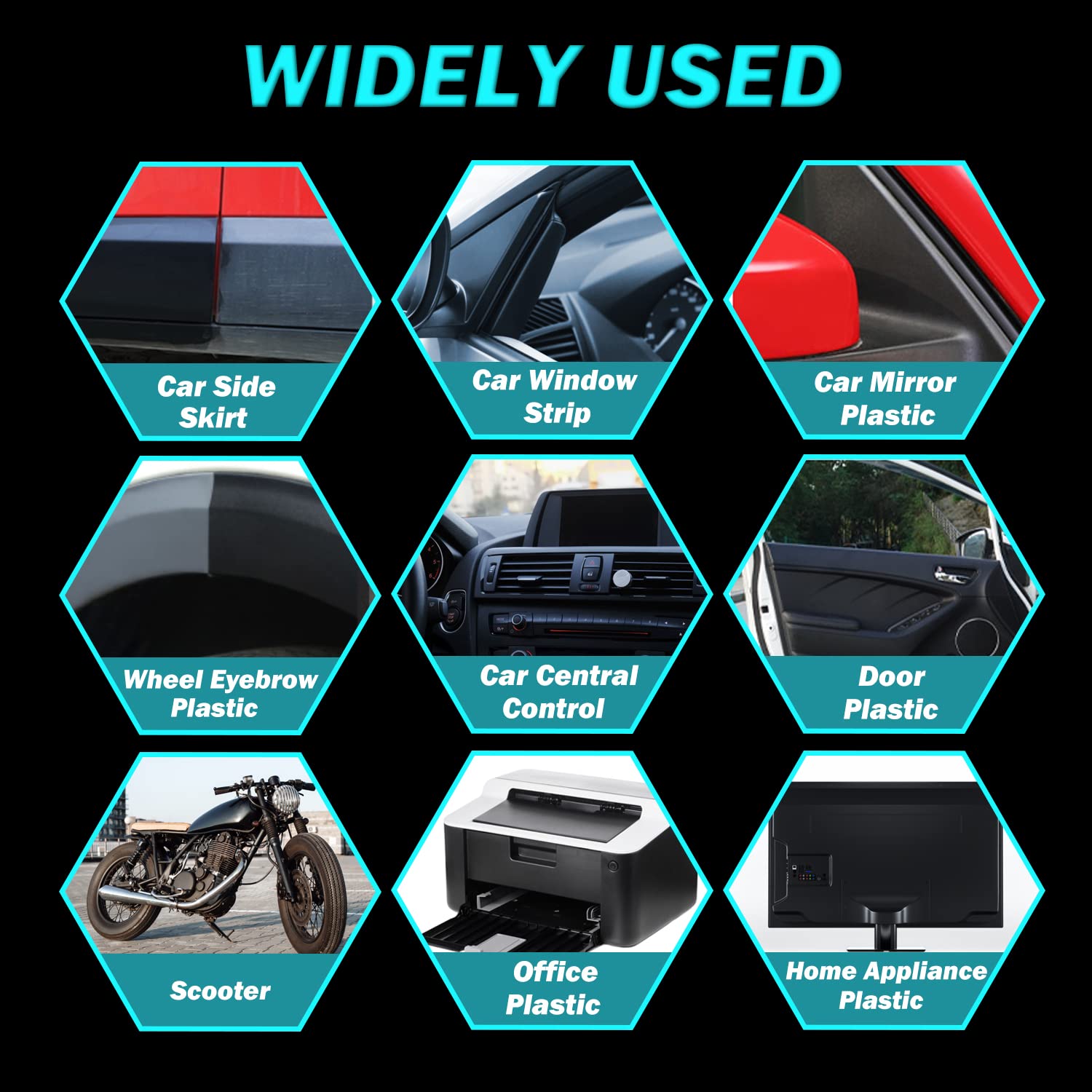 Plastic Restorer for Cars, 2PCS Car Plastic Parts Refurbish Agent Set, Automotive Interior Plastic Part Ceramic Coating with Sponge and Nozzle, Resists Water, UV Rays, Dirt, Not Dressing, 200ml