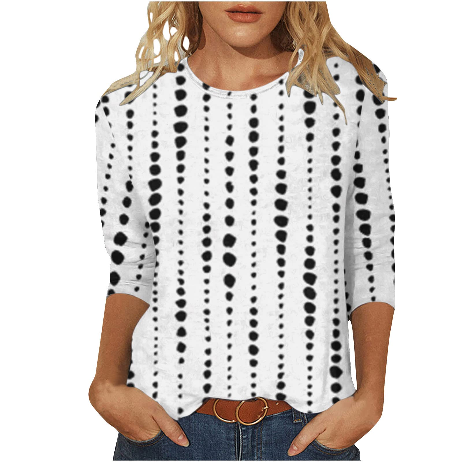 Ceboyel 3/4 Sleeve Tops for Women Summer Floral Paisley Print Tees Shirts Trendy Ladies Blouses Dressy Casual Clothing 2023