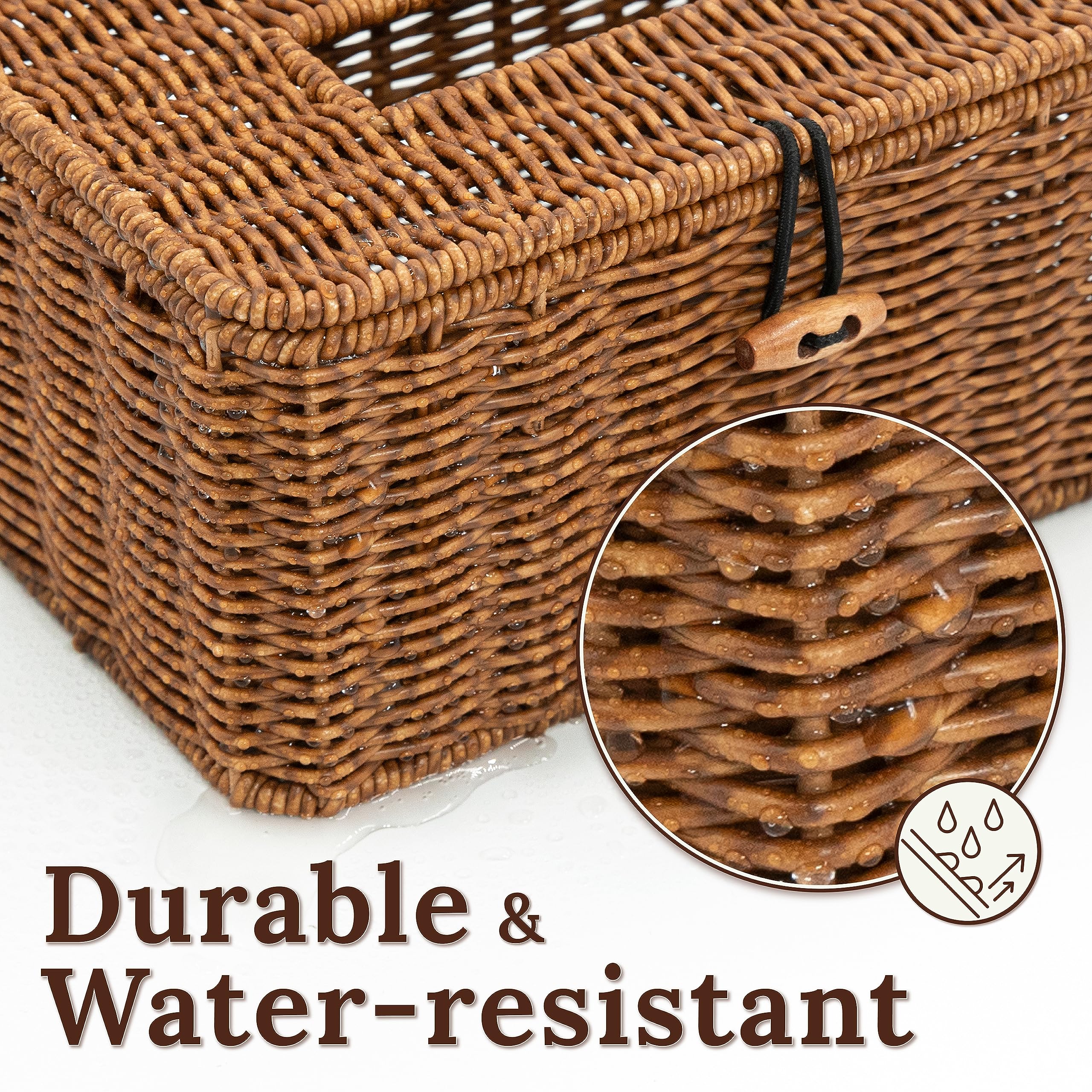 WeeNest Rectangular Wicker Tissue Box Cover - Facial Tissues Box Holder, Resin Wicker, Toffee
