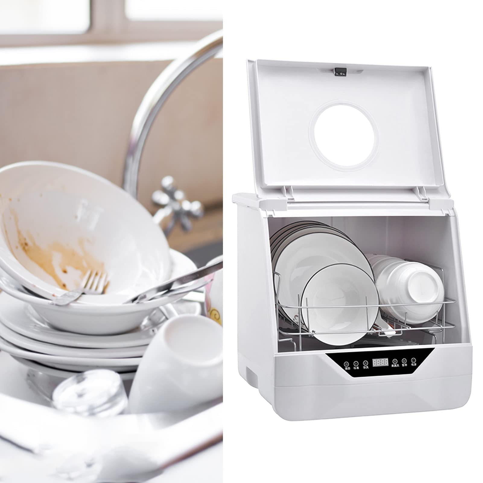Countertop Dishwasher Mini, Countertop Dishwashers 800W Automatic Proof Portable Mini Dishwasher Compact Dishwasher for Small Apartments Dorms Offices RV (US Plug 110V)