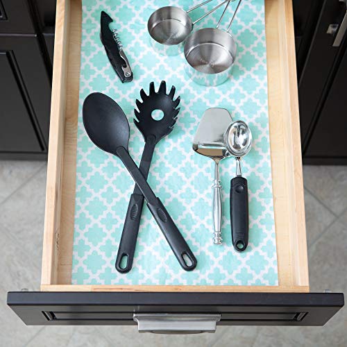 DII Fridge Liner Collection Non-Adhesive, Cut to Fit, 12x24, Aqua Lattice, 6 Piece