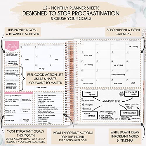 Manifestation Planner - 2023 Deluxe Weekly & Monthly Life Planner to Achieve Your Goals. A 12 Month Journey to Increase Productivity, Organizer & Gratitude Journal and Stickers