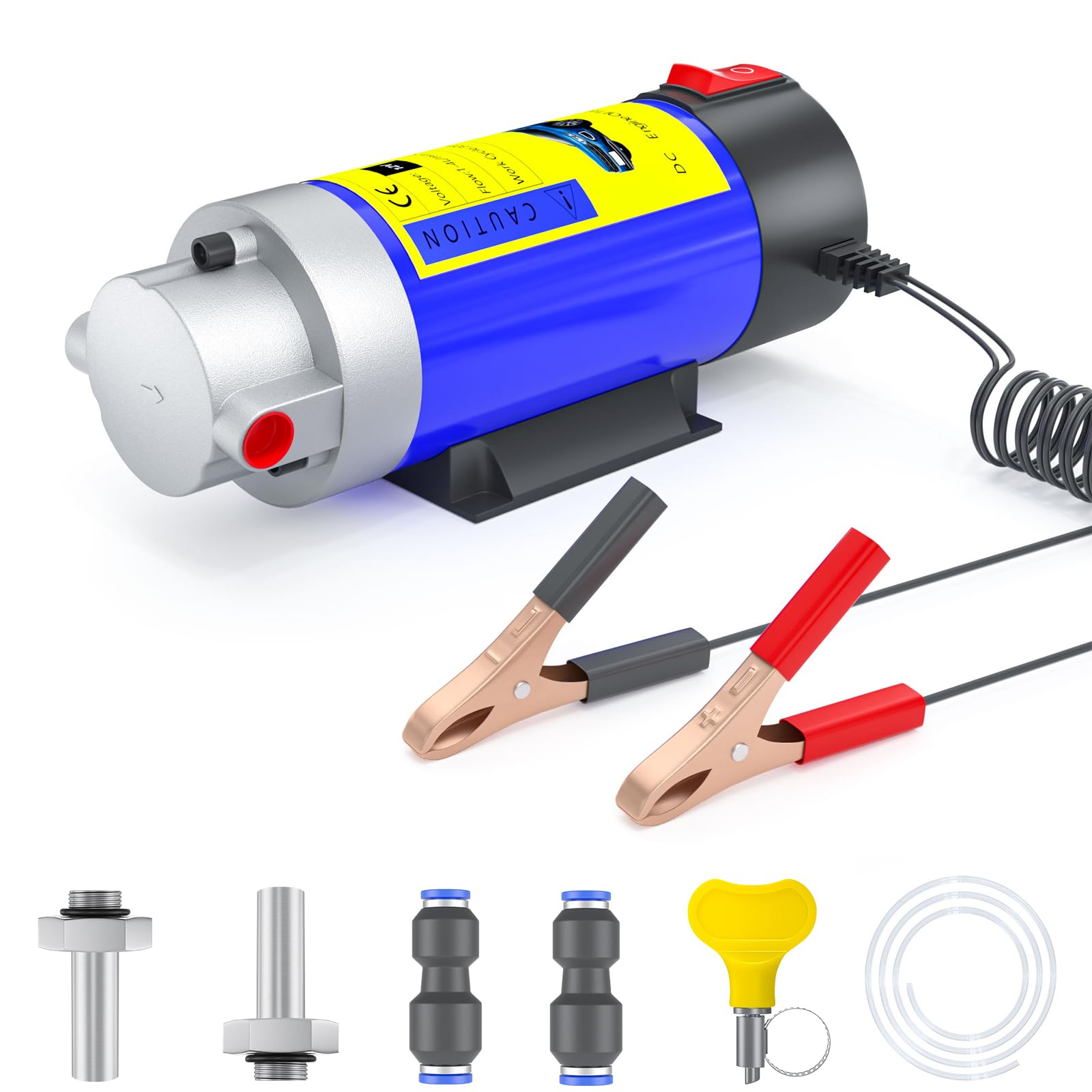 Oil Extractor Pump - 12V Gear Oil Pump Portable Self-Priming Motor Oil Pump Electric Self-Priming Engine Oil Pump & Tubes for Motorbike, Car, Boat, ATV(100W)